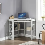 White Triangle Corner Desk, Office/Computer/Writing Desk for Student ...