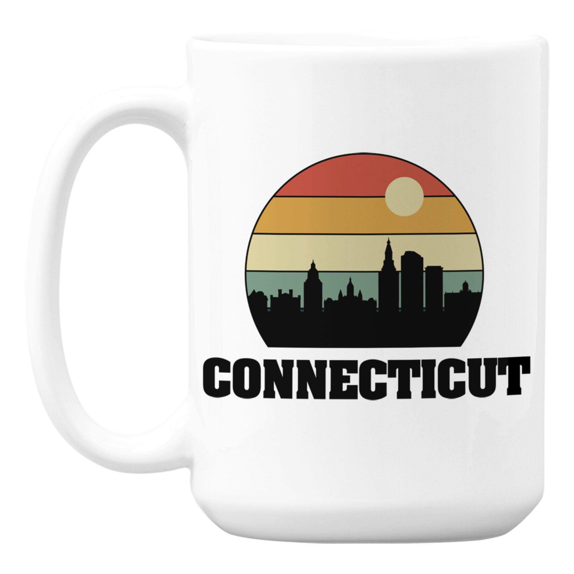 Connecticut Skyline Silhouette White Ceramic Coffee & Tea Mug (15oz ...