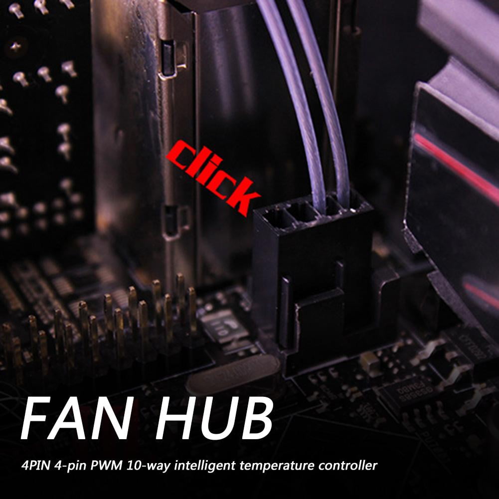 1 to 10 4Pin PWM Cooling Fans HUB PC Large 4D Port Power Speed ...