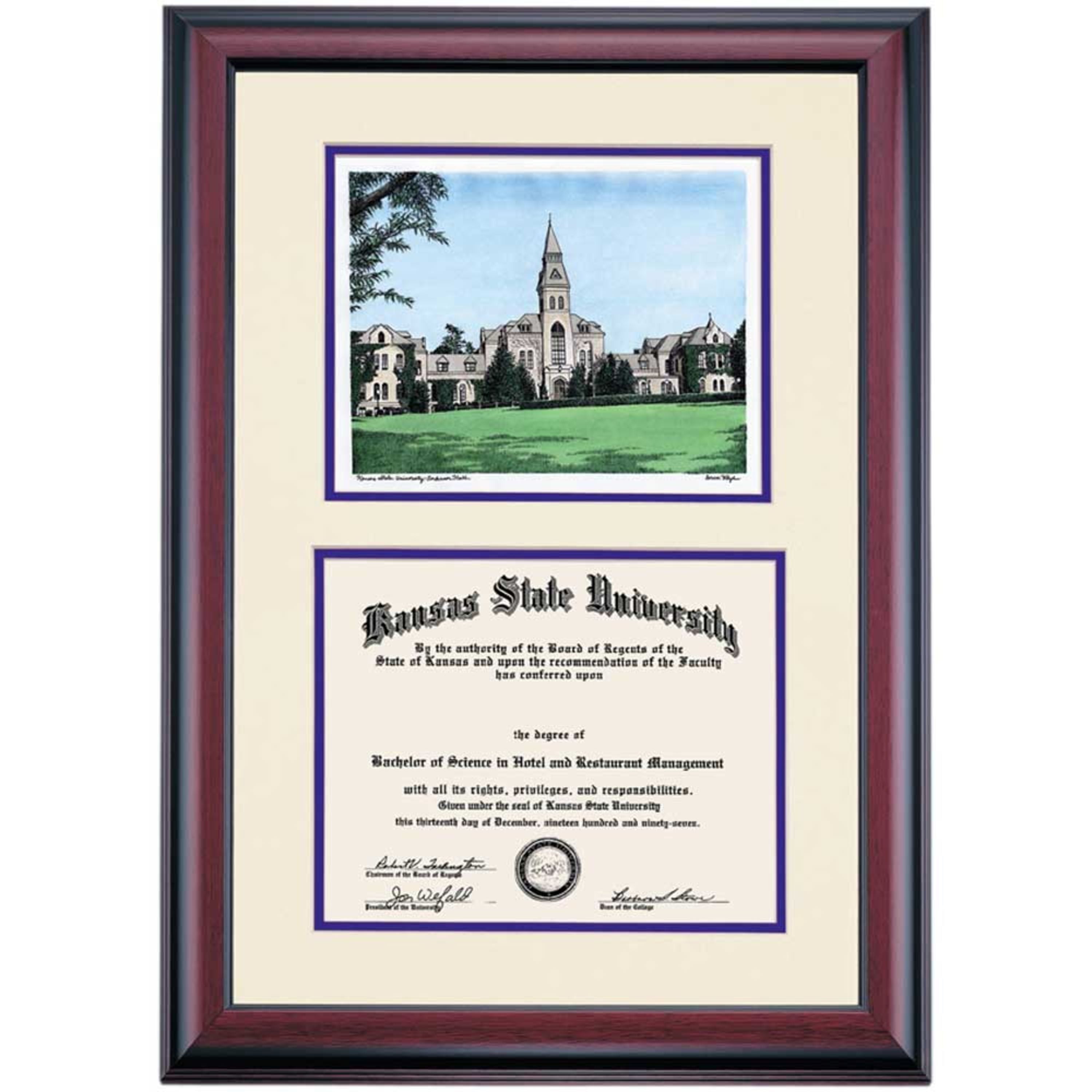 OCM Diploma Frame for Kansas State University, Ivory/Purple Mat with ...