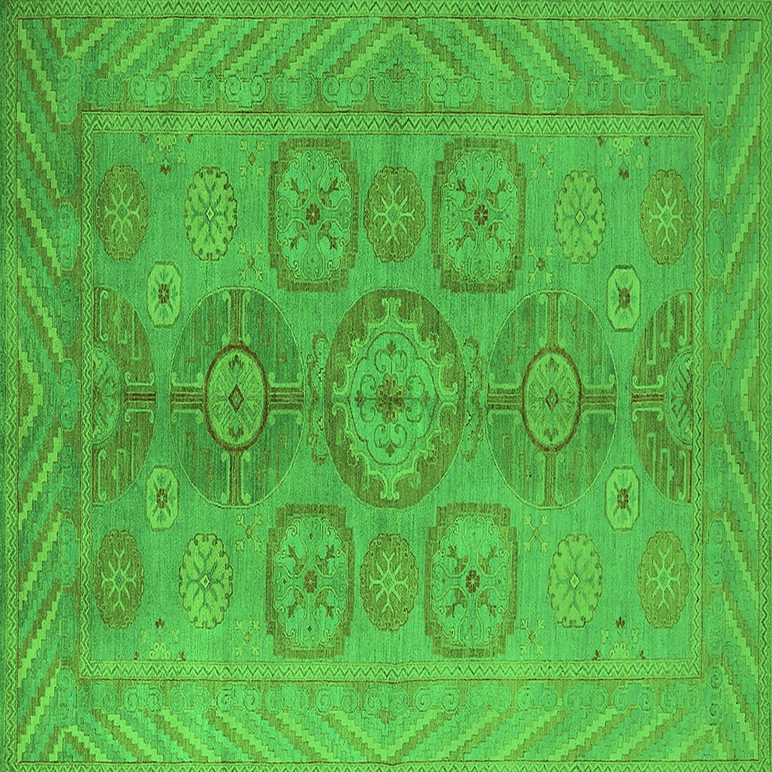 Ahgly Company Indoor Square Oriental Green Traditional Area Rugs, 4 ...