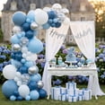 135pcs Dusty Blue Balloons, Boho Neutral Blue Latex Balloon Different ...