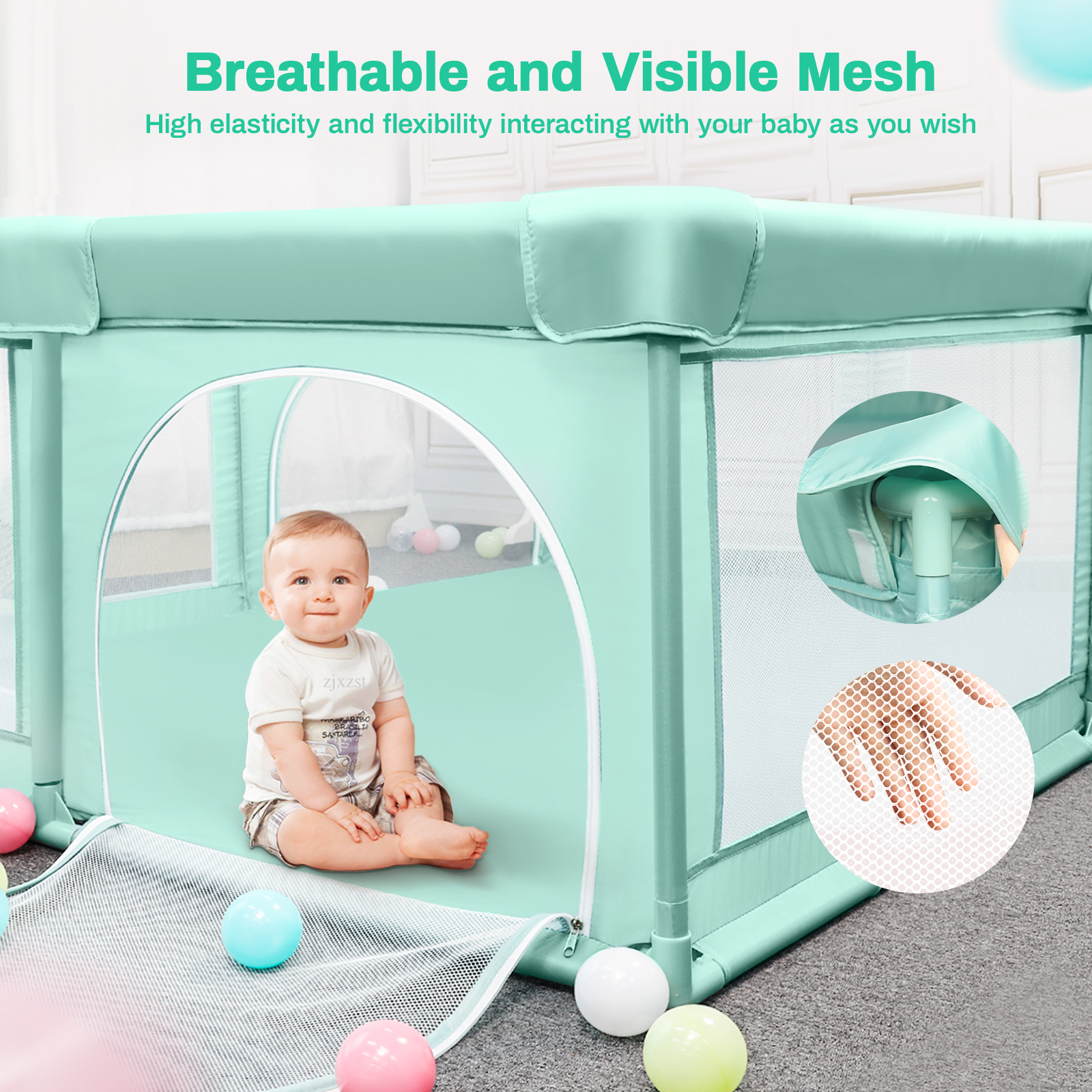 Buy Baby Playpen for Toddler ,Keenstone 81 x 61 inch Large Baby Playard,Indoor & Outdoor Kids ...