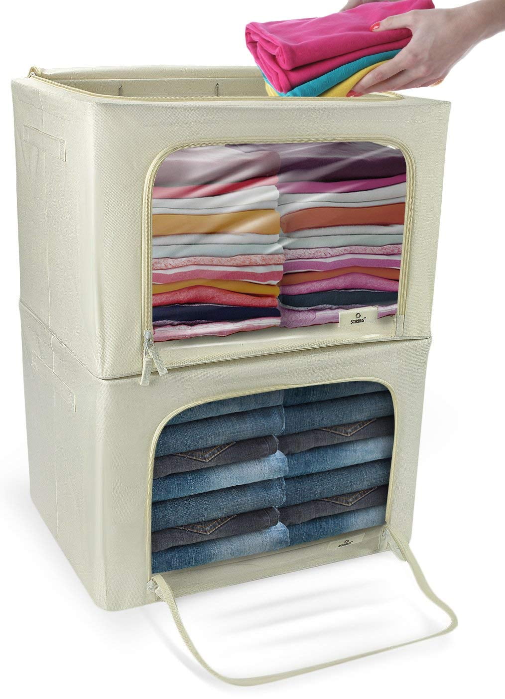 Storage Box with Window, Beige-2 Pack - Walmart.com