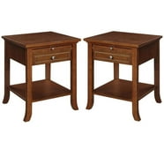 Home Square Tri-Leg Square Wood End Table in Brown Finish - Set of 2 ...
