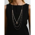Beige Women Vintage Multi-Layer Rice Bead Necklace With Goldtone Chain ...