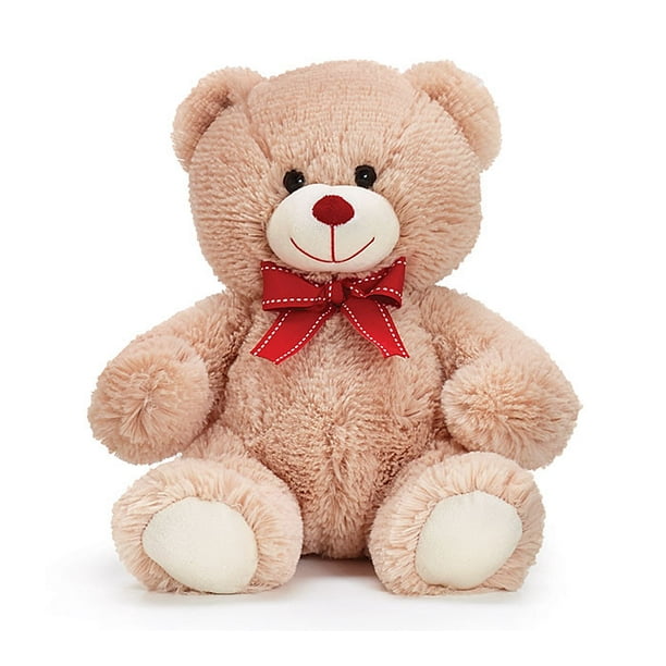 10" Plush Tan Teddy Bear with Red Ribbon - Walmart.com - Walmart.com