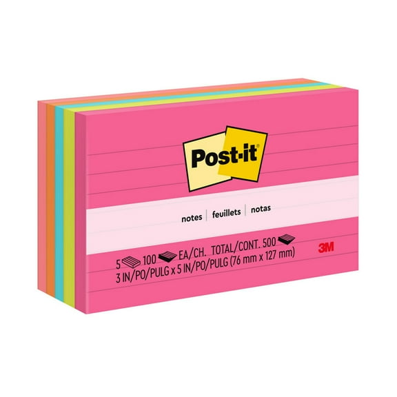 Post-it® Notes, 3x5 in., Poptimistic Collection, 5 Pads/Pack, 100 ...
