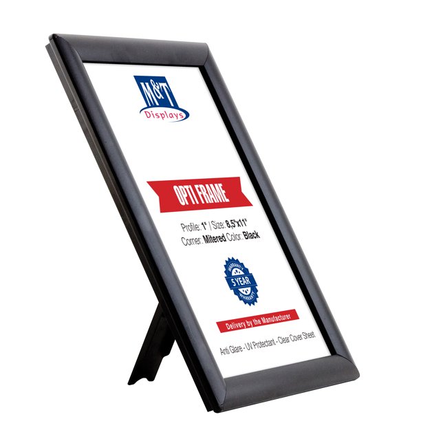 M&T Displays Opti Snap Poster Frame 8.5x11 Inch Black 1" Aluminum Front ...