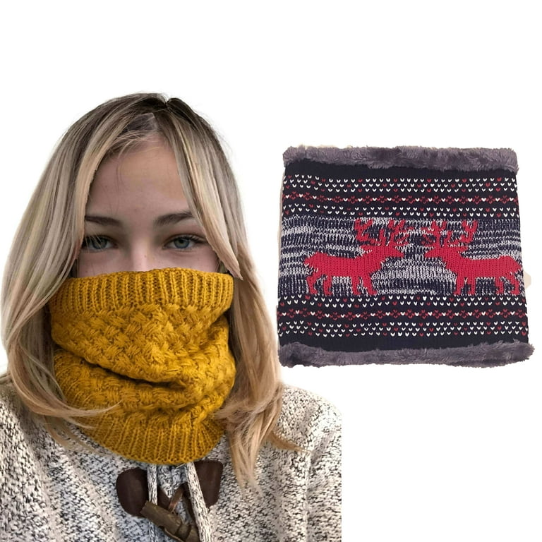 Knit Tube Scarf With Hood