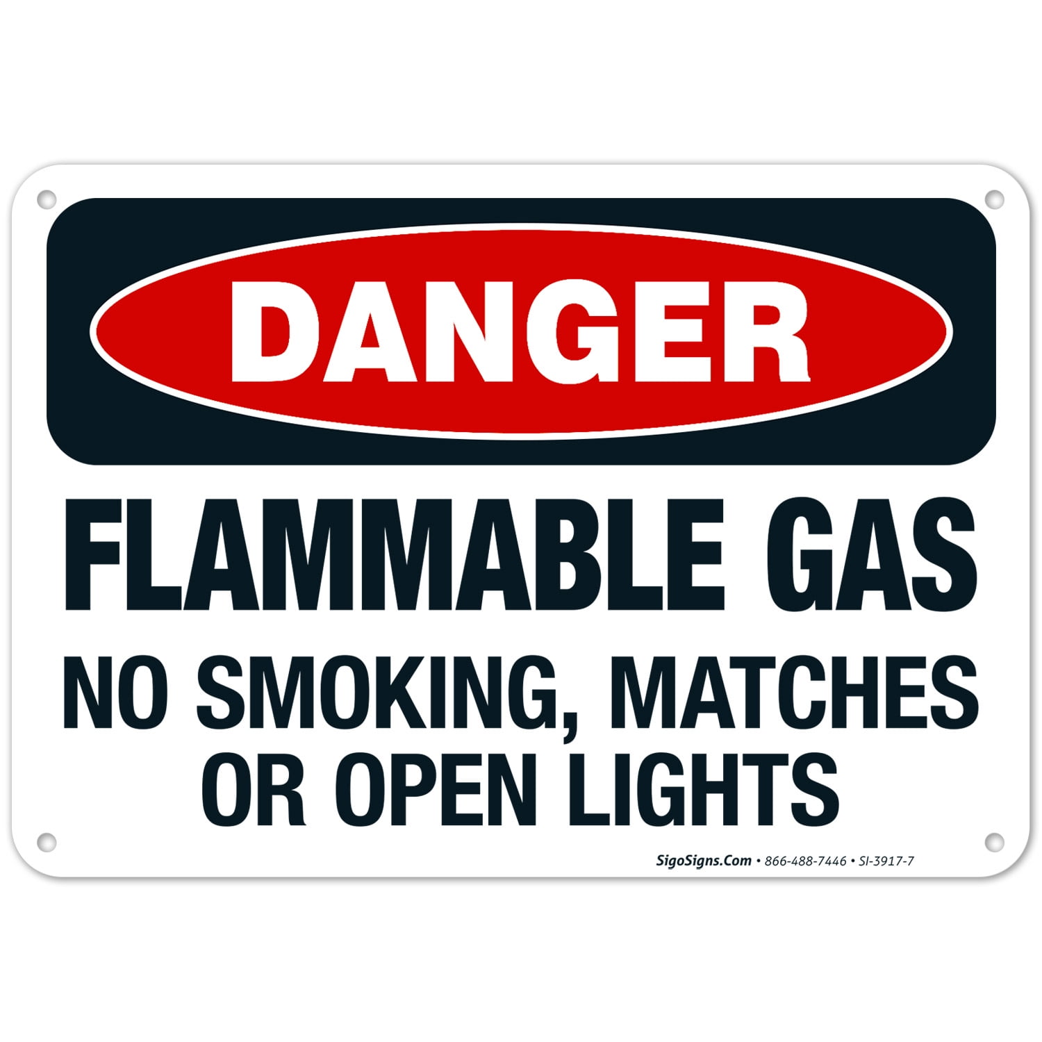 Flammable Gas No Smoking, Matches Or Open Lights Sign, OSHA Danger Sign ...