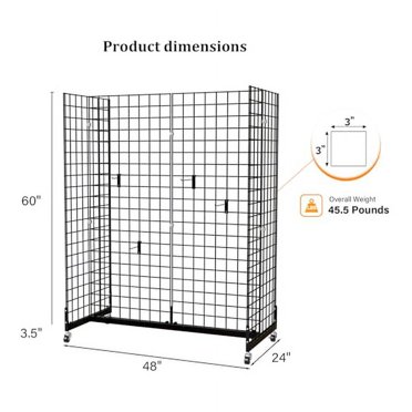"Bonnlo 6'x2' Metal Wire Grid Panel Set, 3-Pack Wall Display Rack with ...