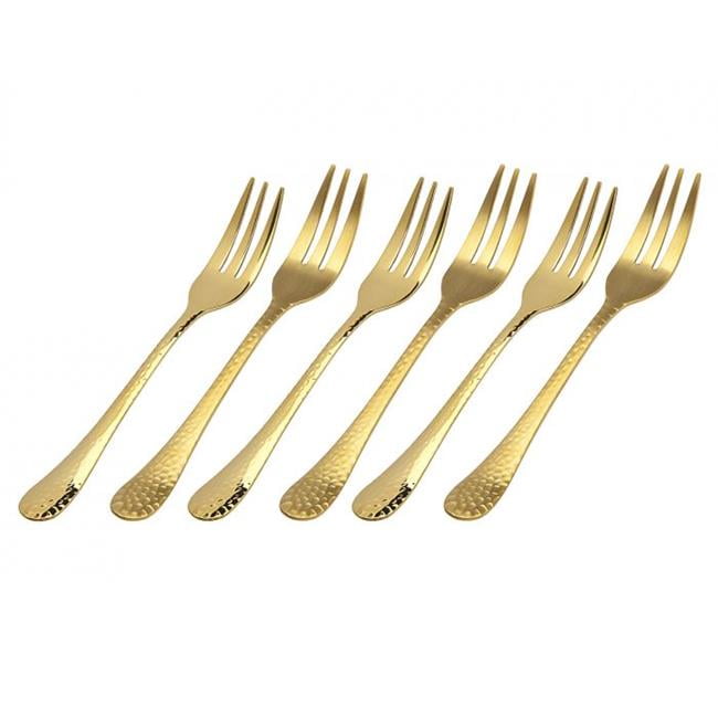 Godinger 80007 Gold Hammered Cake Forks - Set of 6 - Walmart.com