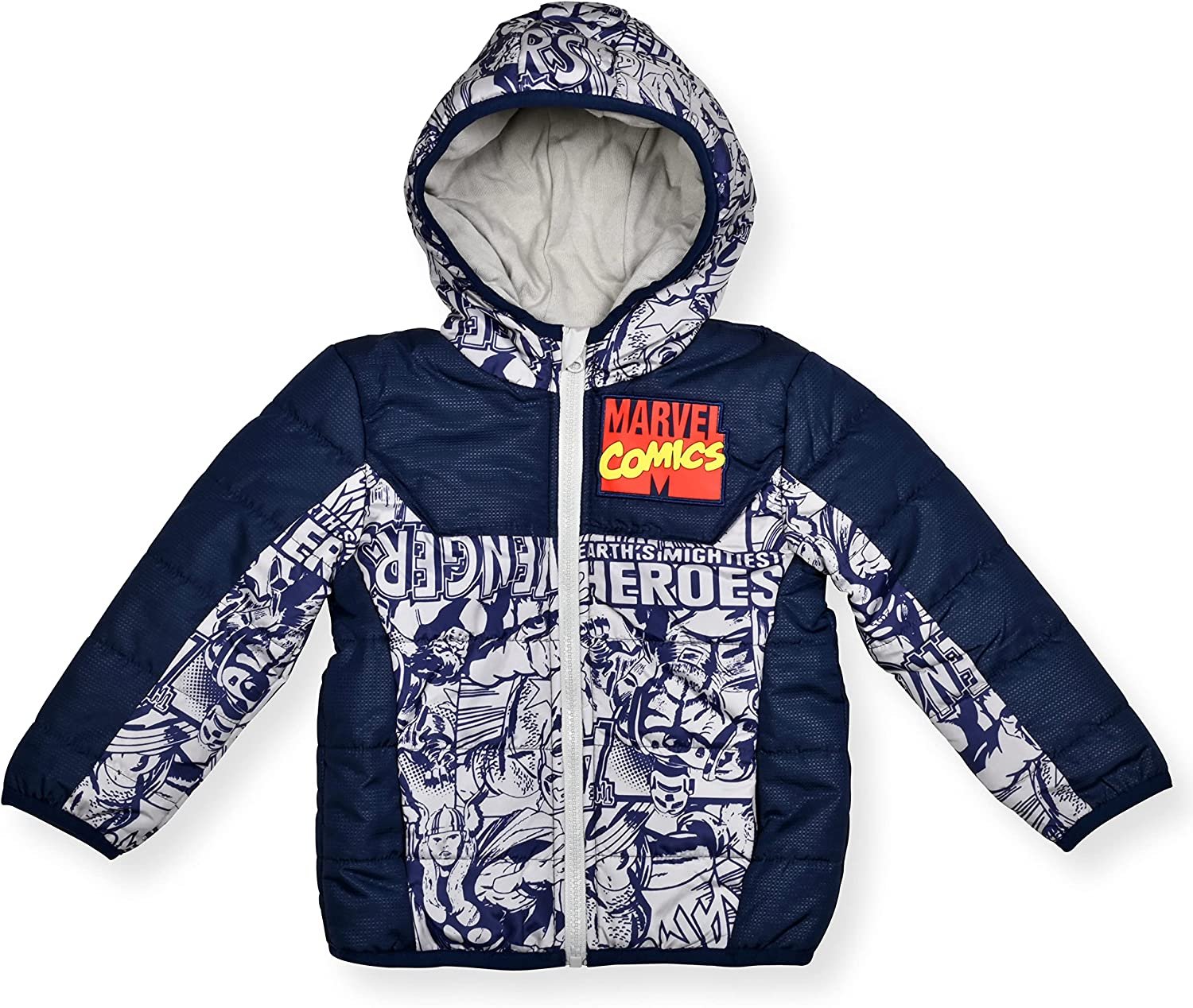 Marvel Avengers Heroes Puffer Jacket for Boys, Kids' Zip Up Hooded ...