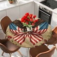 Anniversary USA Flag Round Tablecloth 36-44 Inch Round Fitted Table ...