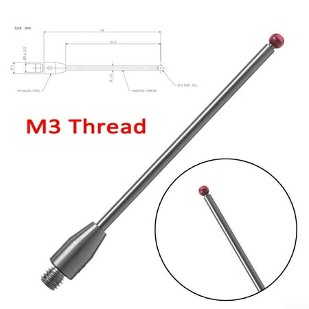 CMM Touch Probe M3 Thread Probe Stylus 2mm Ball Tips 40mm Long A-5003 ...