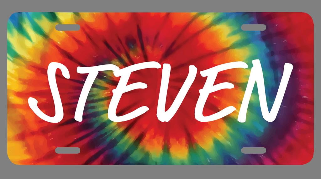 Steven Name Tie Dye Style License Plate Tag Vanity Novelty Metal | UV ...