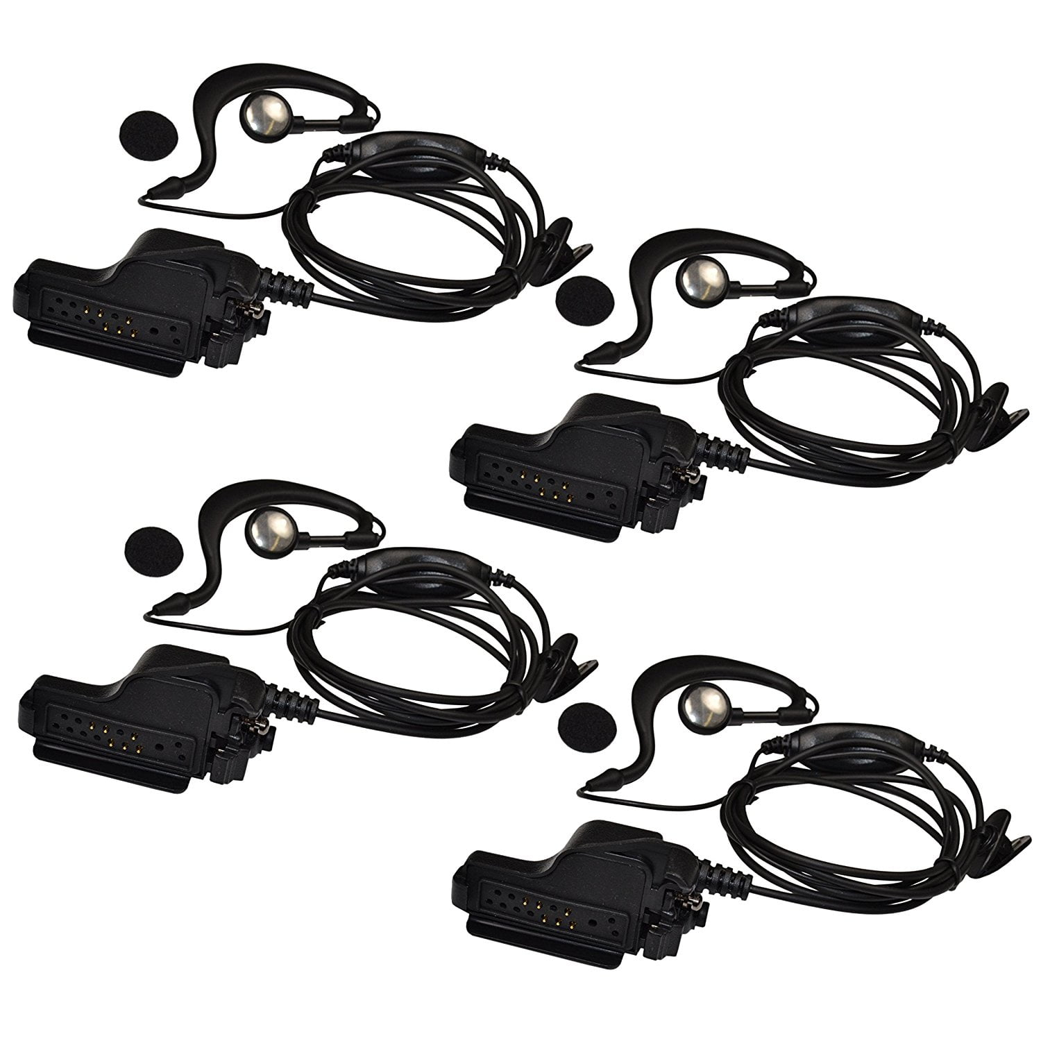 HQRP 4-Pack G Shape Earpiece Headset PTT Mic for Motorola ASTRO, HT1000 ...