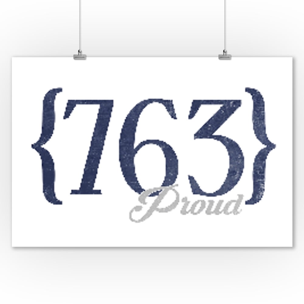 Minneapolis, Minnesota - 763 Area Code (Blue) - Lantern Press Artwork ...