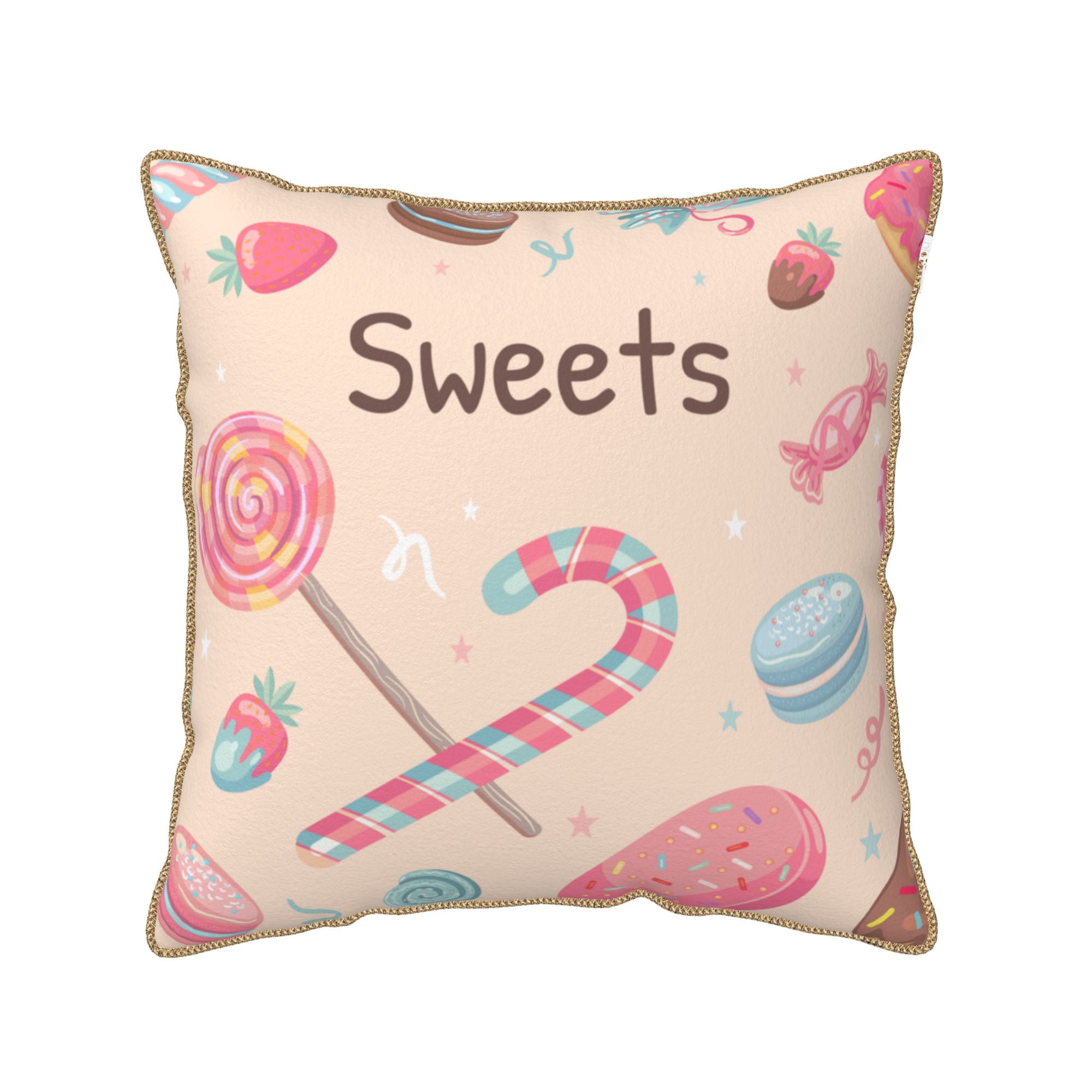 ZNDUO Cute Pink Candy Pattern Throw Pillows for Couch-Indoor Decorative ...