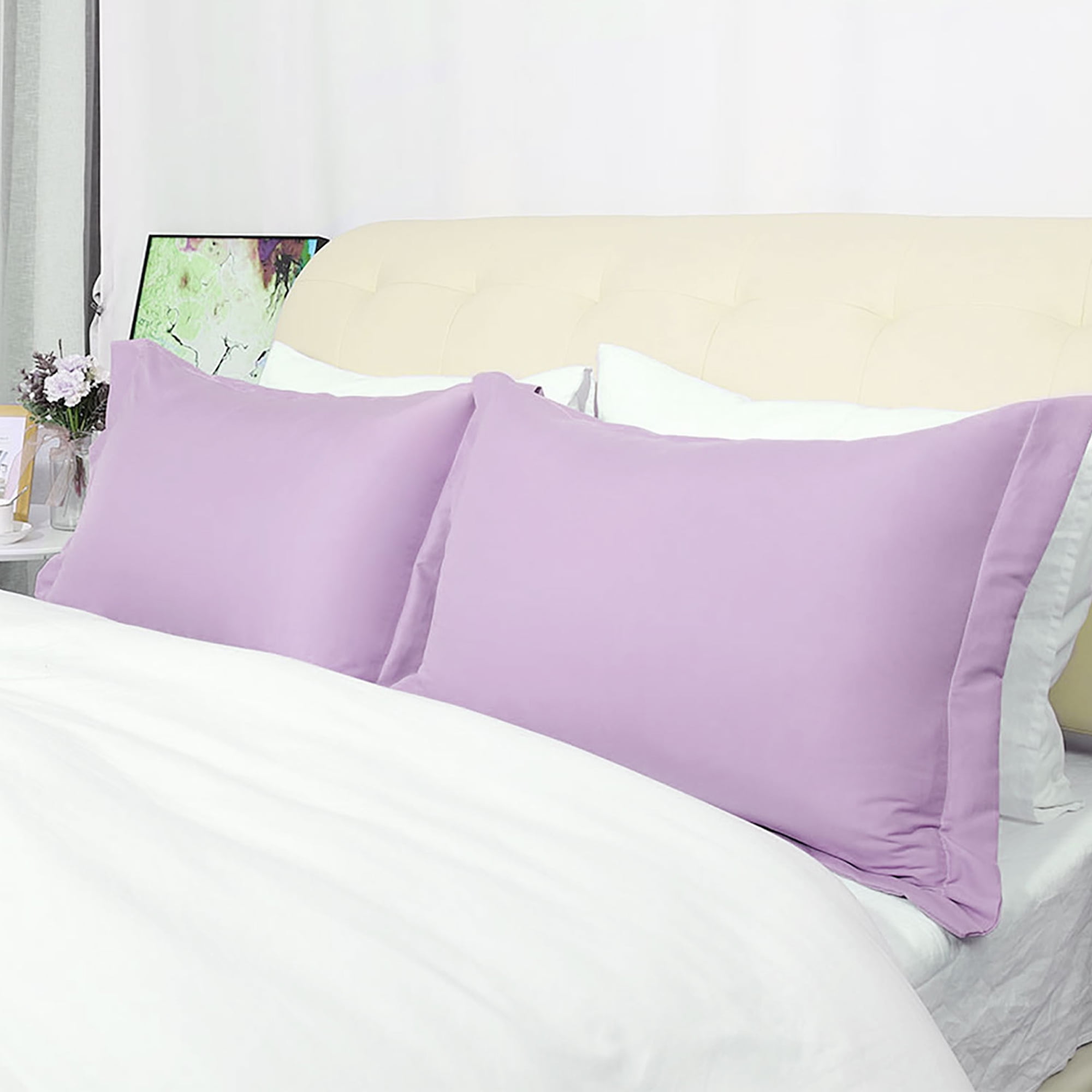 PiccoCasa 1800 Microfiber Oxford Pillowcases set, 2pcs 12x16 inch ...