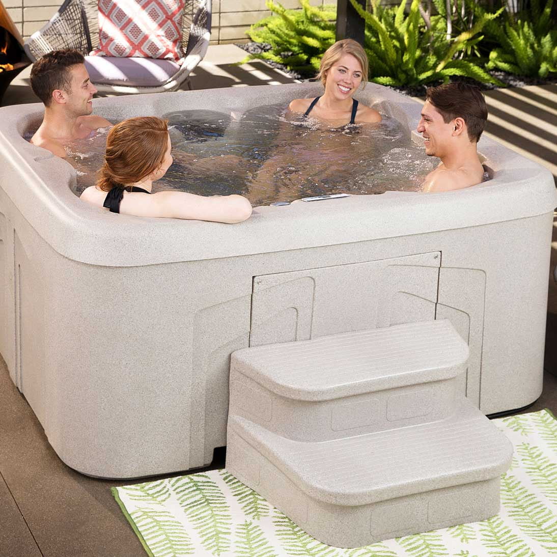 Life Smart 2 Tier Non Slip Hot Tub Steps for Rectangle Square Home Spa ...