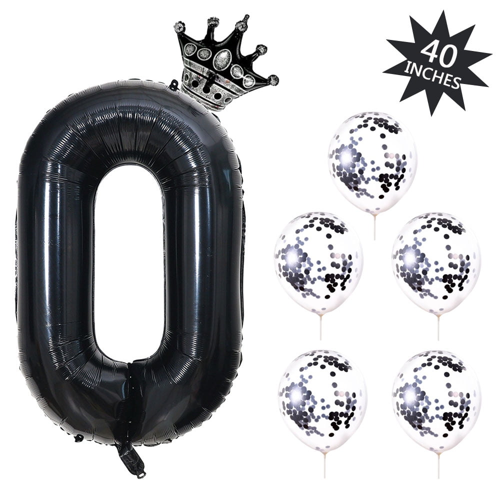 SUNFICON 40 Inches 0 Number Balloon, Giant Rainbow Digit Helium Foil ...