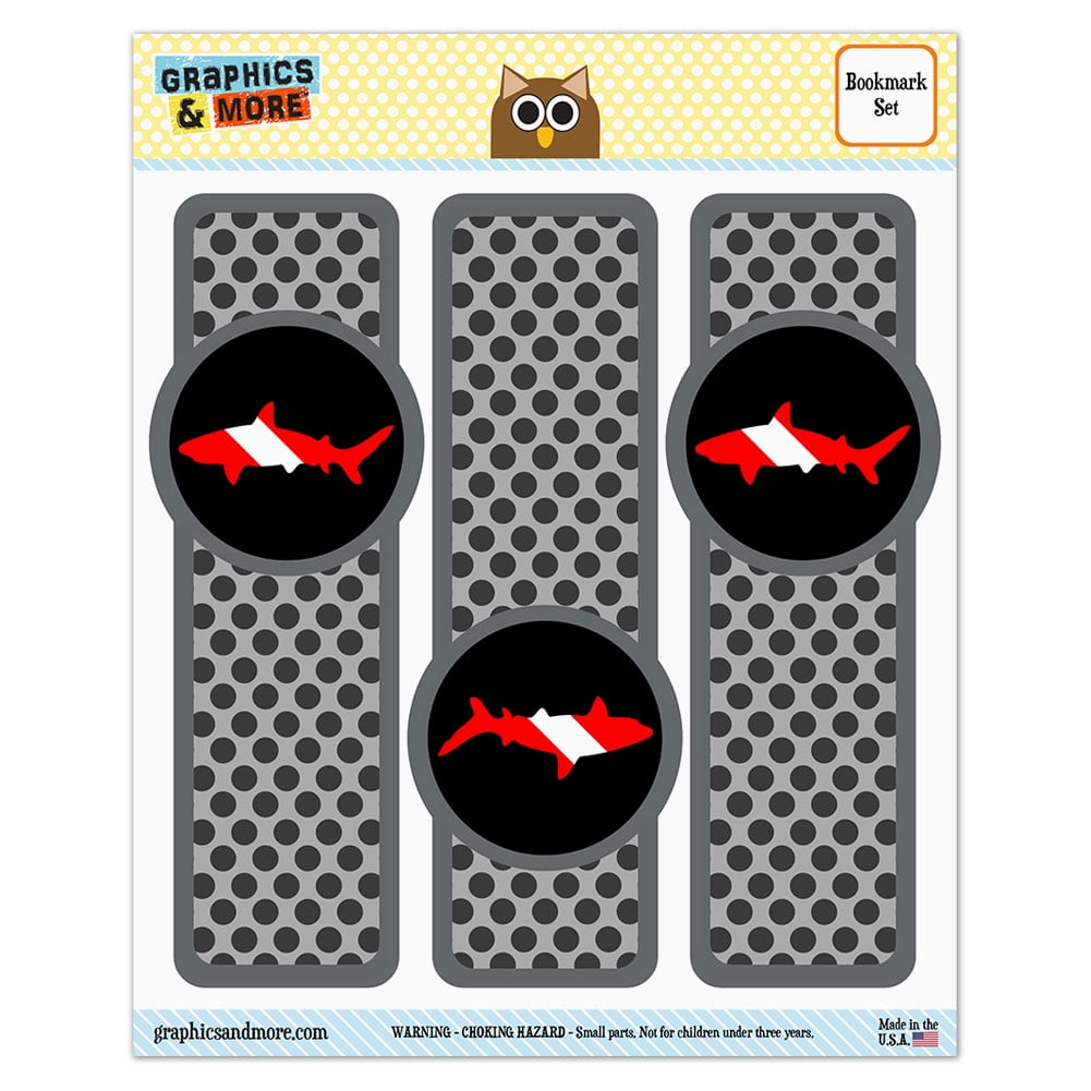 Shark Scuba Symbol on Black Diver Dive Glossy Laminated Bookmarks - Set ...