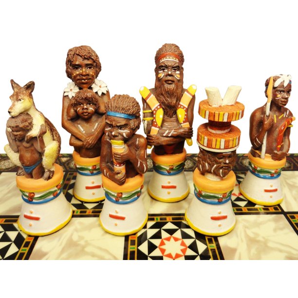 AUSTRALIAN ABORIGINES Chess Men Set aboriginal NO BOARD - Walmart.com