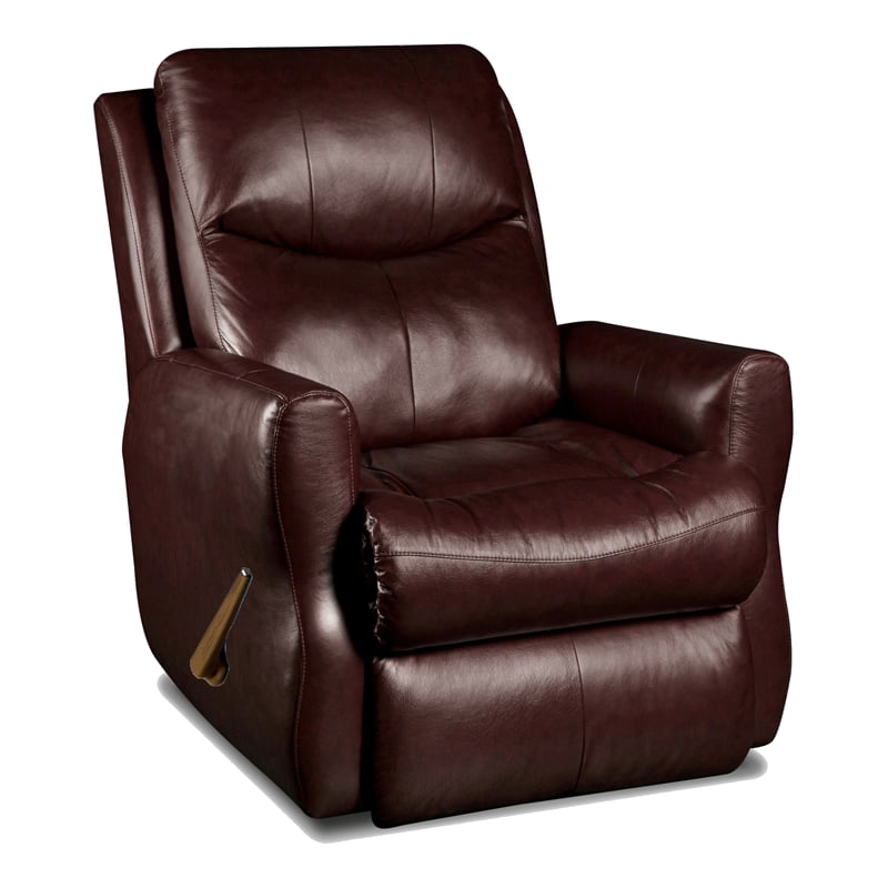 Southern Motion Fame Wood and Leather Rocker Recliner in Burgundy Brown ...