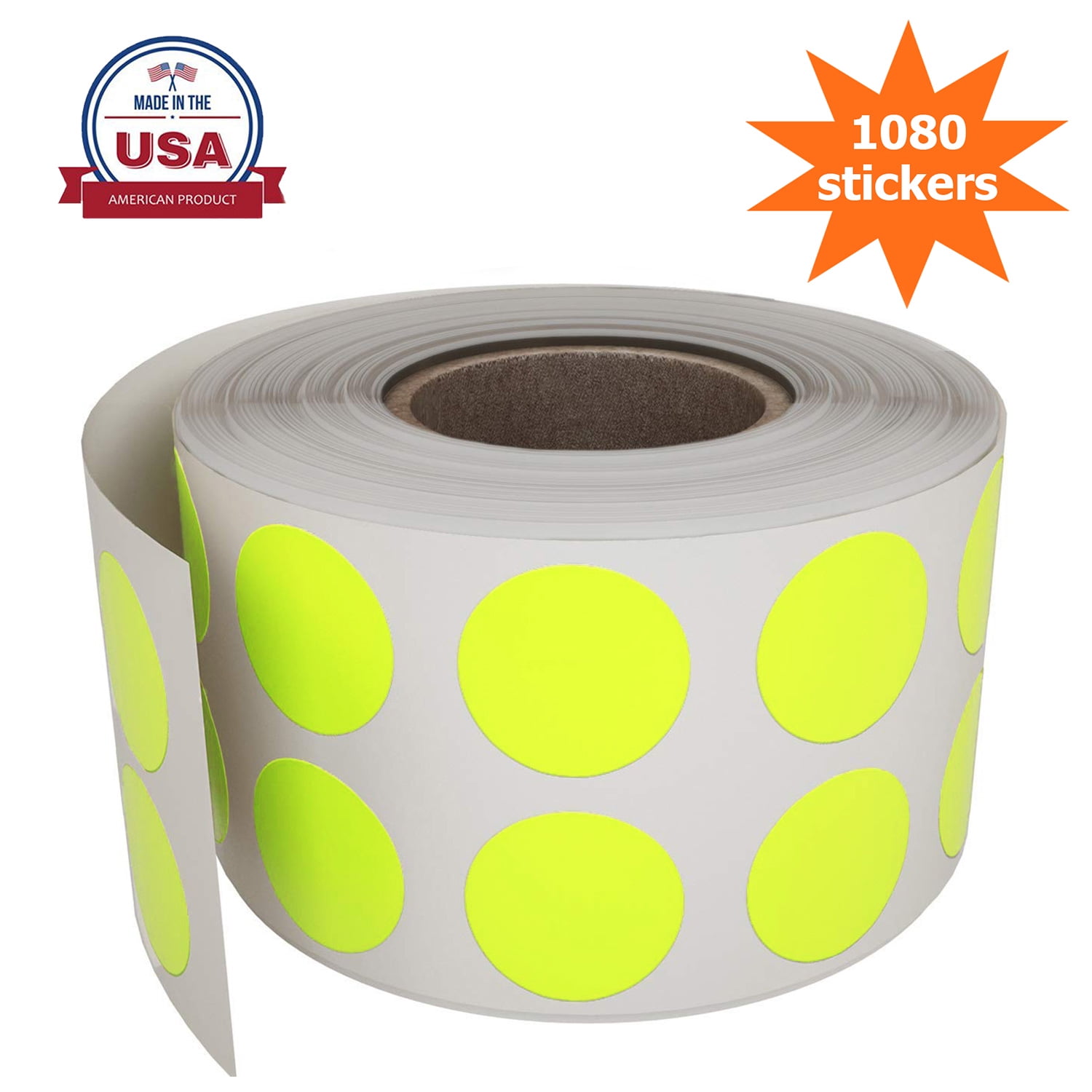 Color Coding Stickers in Neon Yellow 0.50 inch - Round Dot Labels in ...