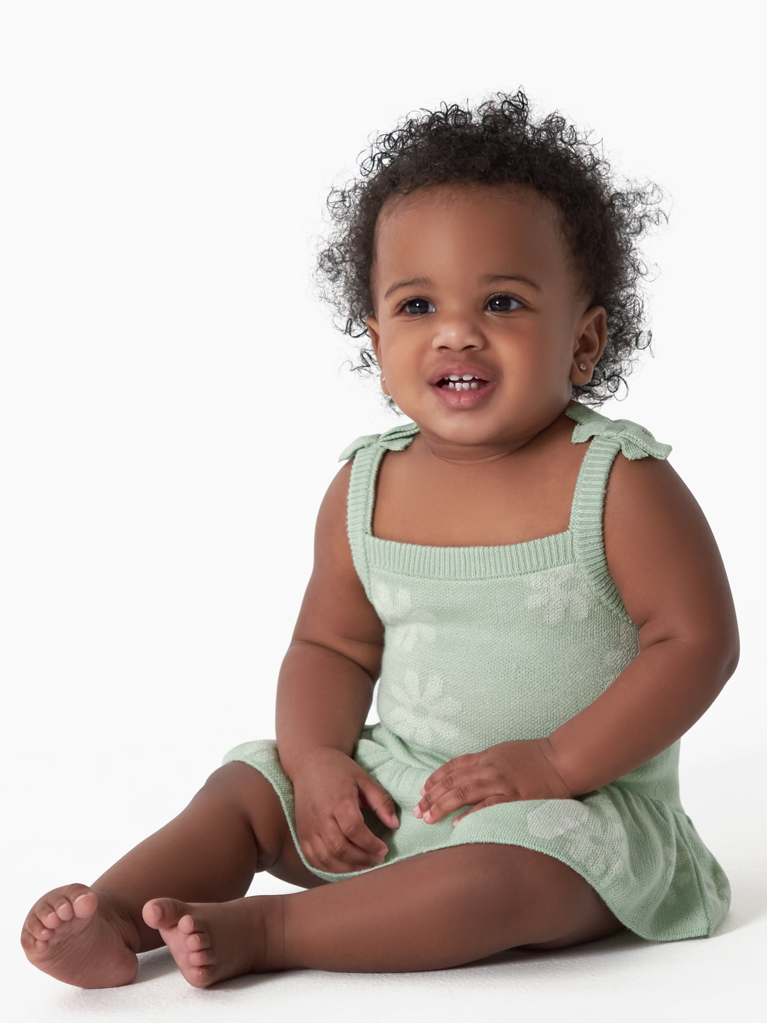 Modern Moments by Gerber Baby Girl Jacquard Knit Romper, Sizes 0/3M-24M ...