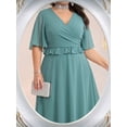 AURA Plus Size Summer Dress Cross V Neck Midi Dress 0XL-4XL Casual A ...