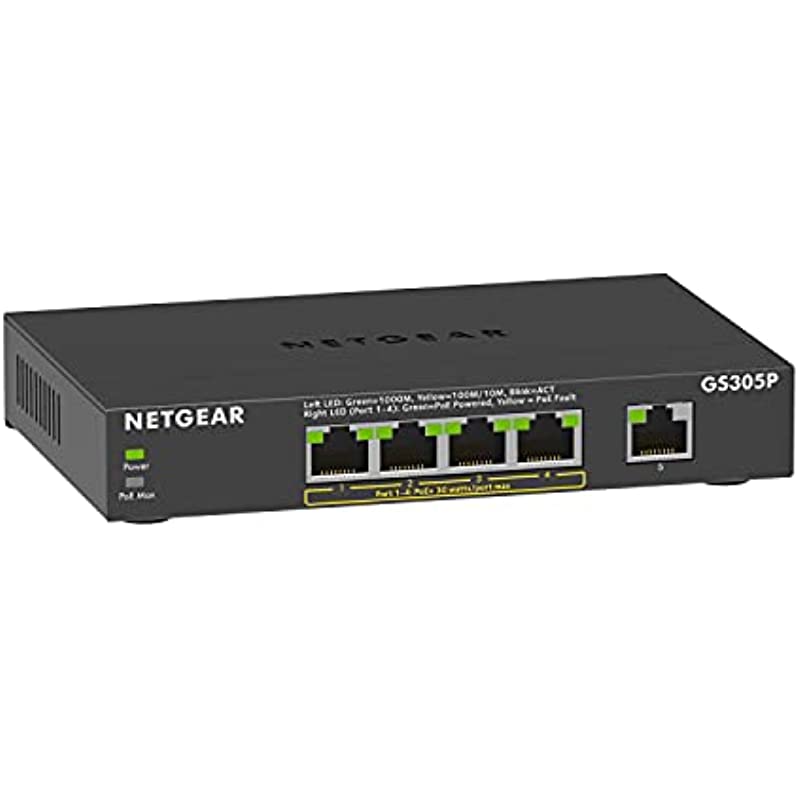 NETGEAR 5-Port Gigabit Ethernet Unmanaged PoE Switch (GS305P v2) - with ...