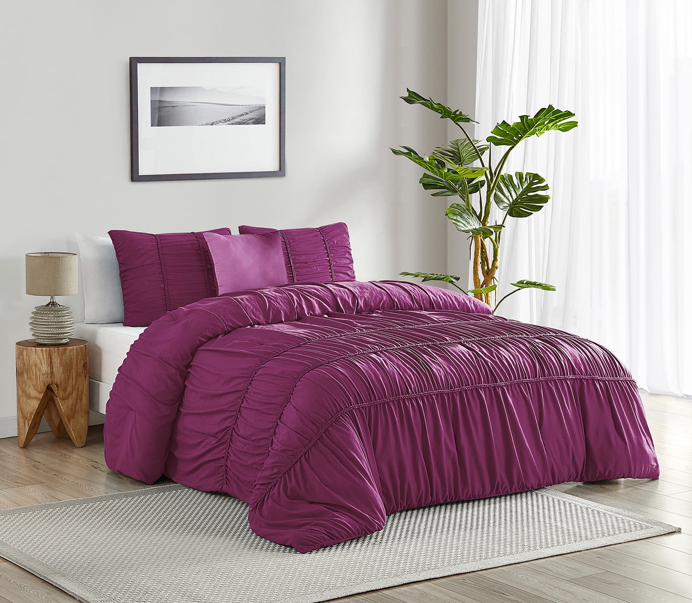 DESIGN STUDIO Garment Wash Cable Braid Plum 4-Piece Comforter Bedding ...
