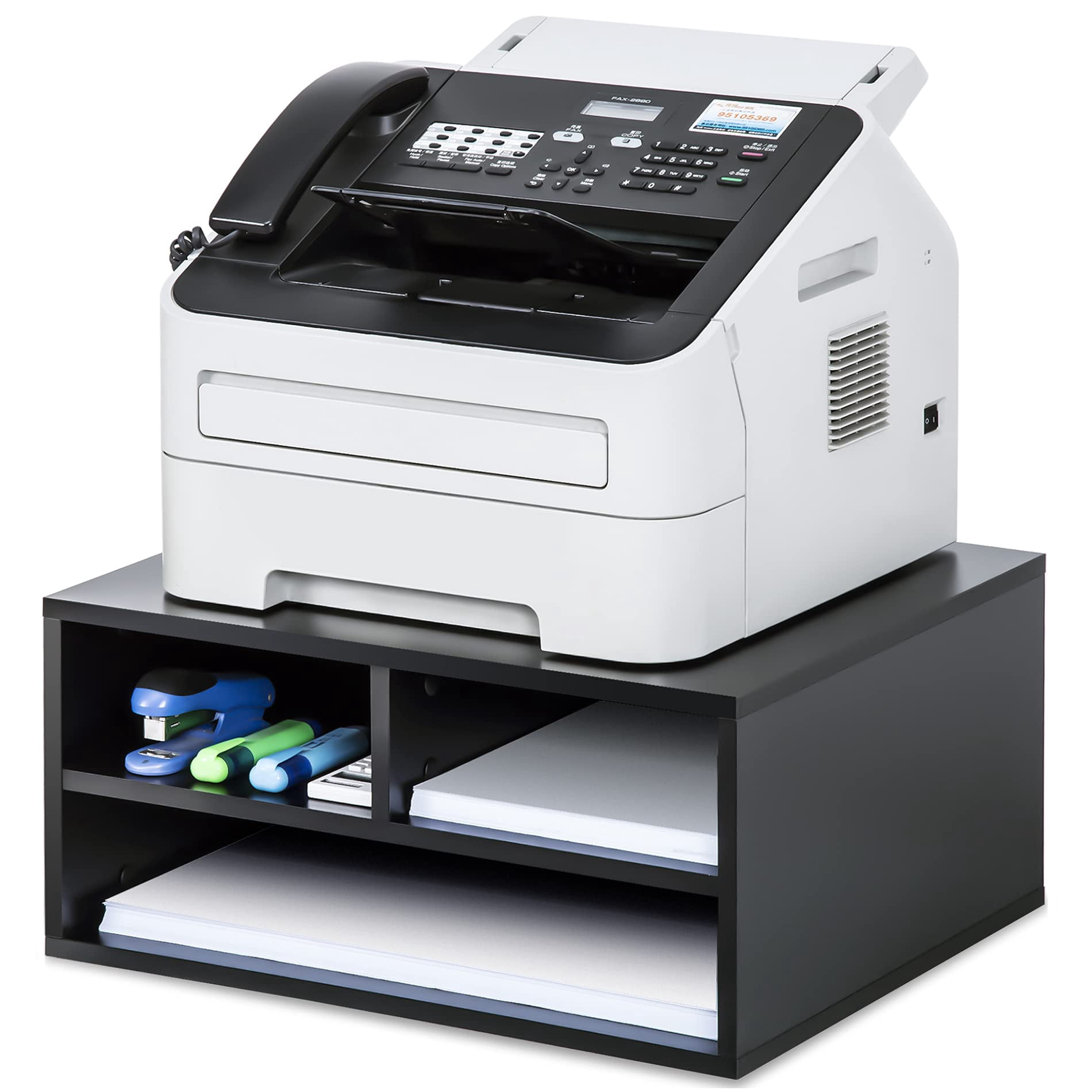 FITUEYES Large Printer Stands with 3 Storage Compartments Desktop Paper ...