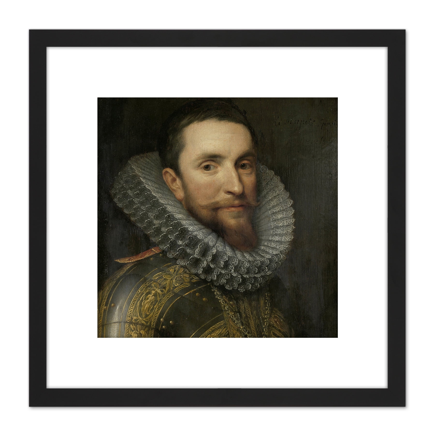 Van Mierevelt Portrait Ambrogio Spinola 8X8 Inch Square Wooden Framed Wall Art Print Picture ...