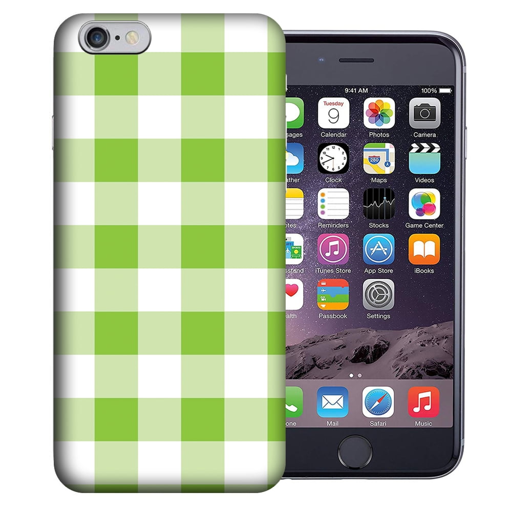 MUNDAZE Apple iPhone SE 6 7 8 Design Case - Green White Plaid Design ...