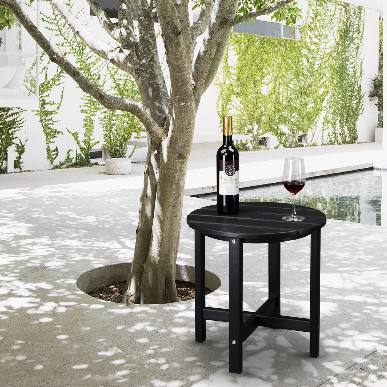 Zimtown Adirondack Table, Garden Patio Round Side Table HDPE Patio End ...