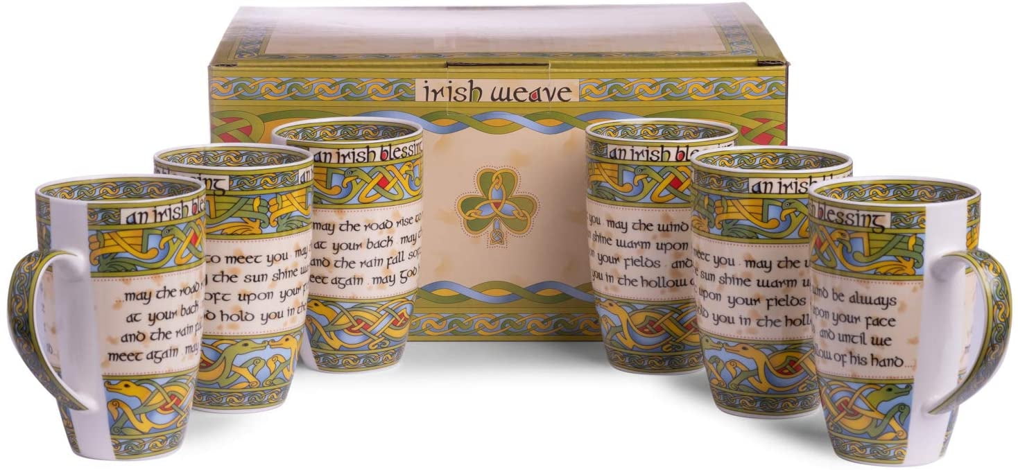 Irish Blessing Celtic Mugs Set of 6 Tea Cups Coffe Mugs Capacity 400 ml ...