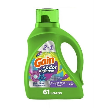 (4 pack) Gain Odor Defense Liquid Laundry Detergent, Super Fresh Blast ...