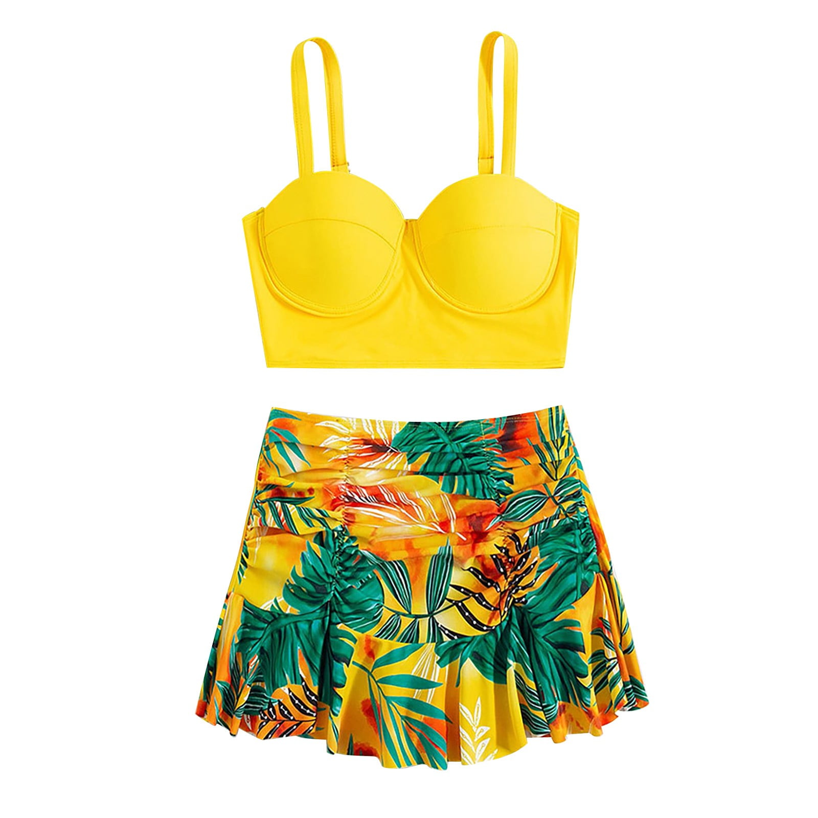Womens 2 Piece Hawaii Tropical Push Up Halter Bikini Swimsuit High