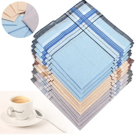 12Pcs Men's 100% Cotton Vintage Pocket Square Solid Color Towel ...