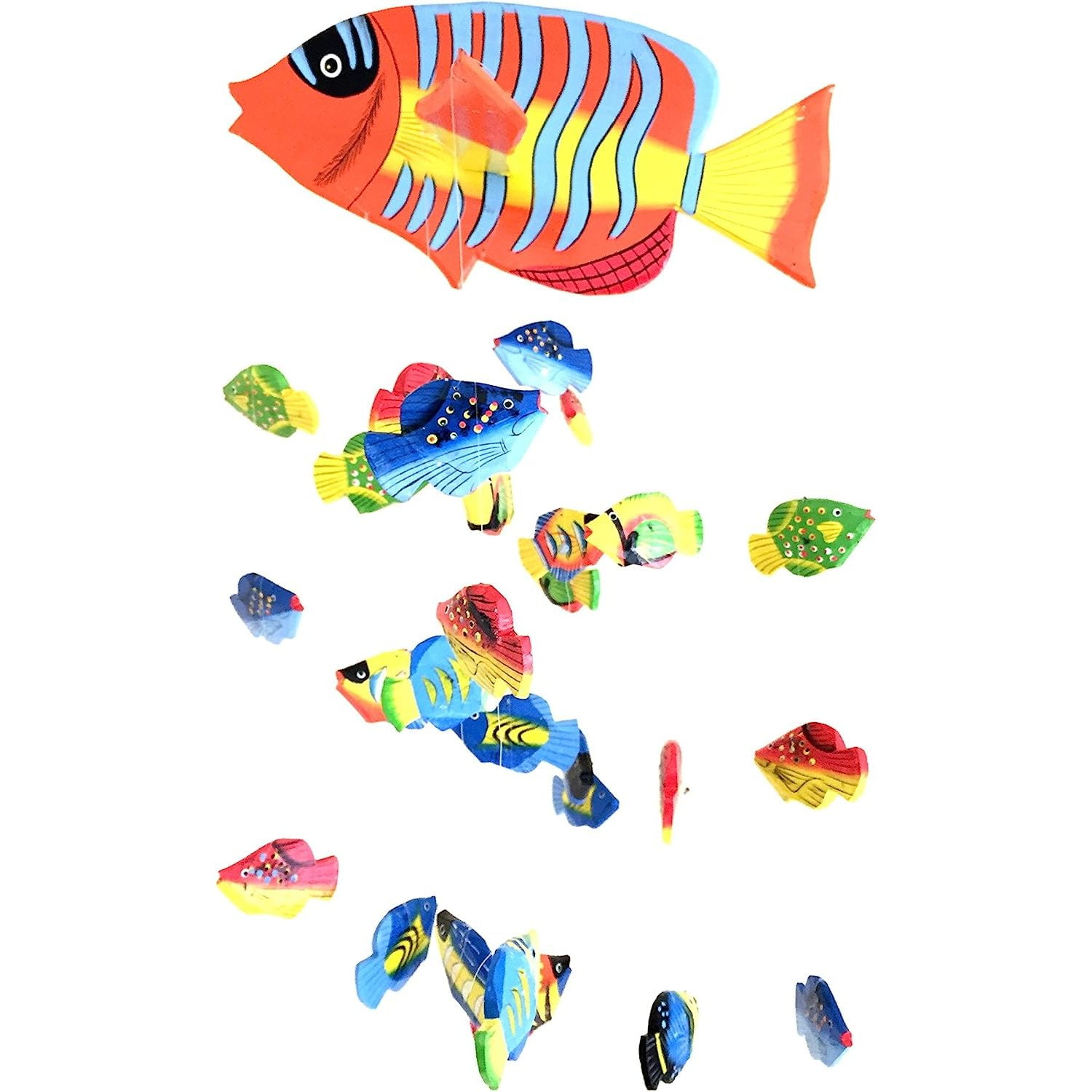 Fish Wind Chime Wooden Hand Painted Fish Mobile Tropical Fish Nautical ...