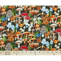 Cotton Forest Floor Mushrooms Fungi Fungus Toadstools Plants Ferns ...
