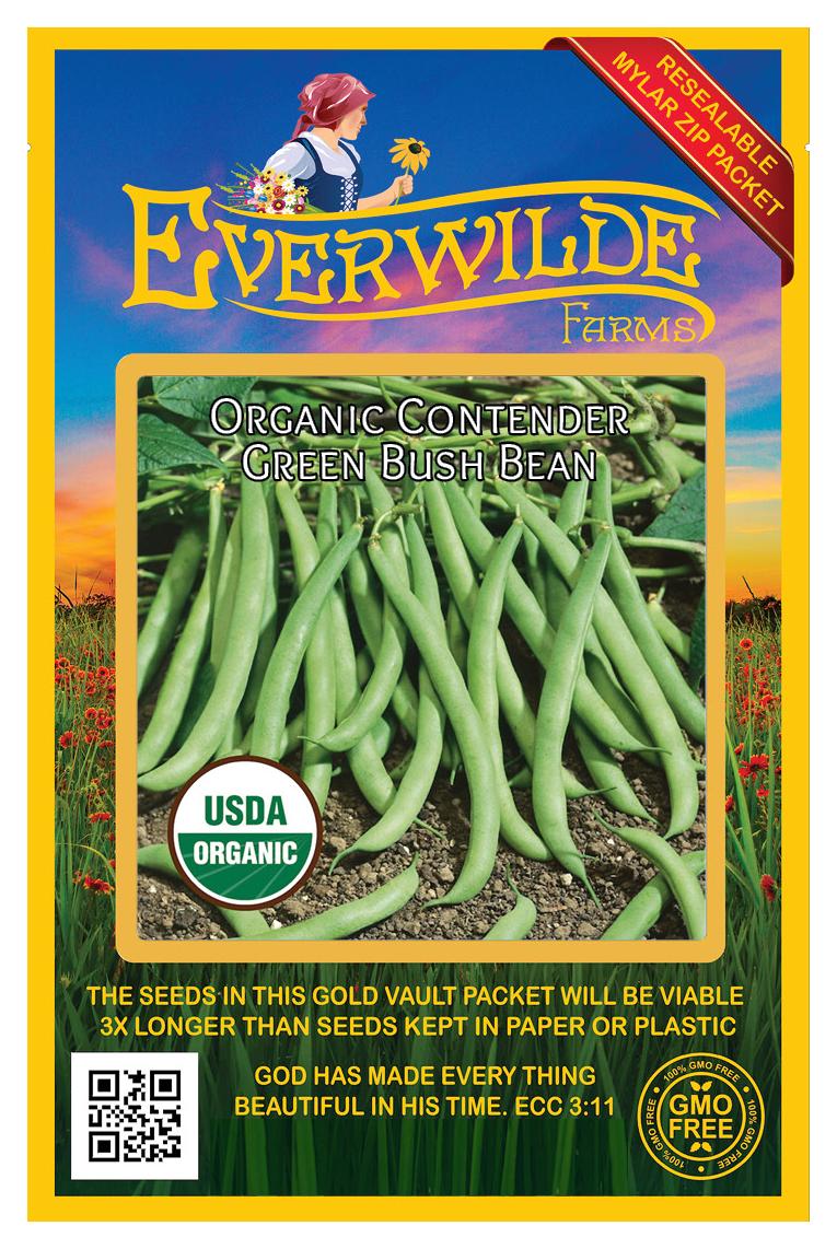Everwilde Farms - 50 Organic Contender Green Bush Bean Seeds - Gold ...