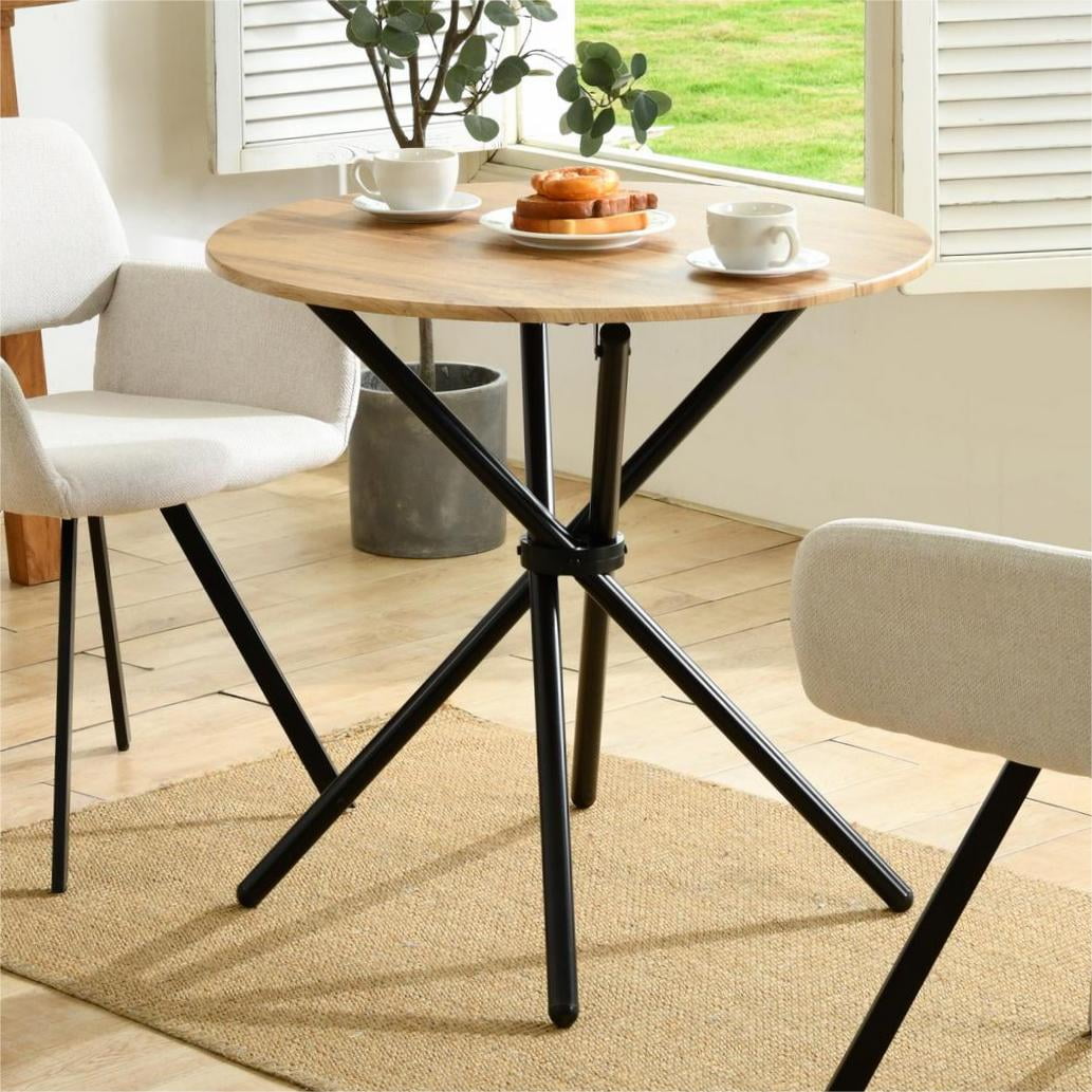 Homy Casa 2-person Dining Table, 31.5 inch Round Top with Industrial ...