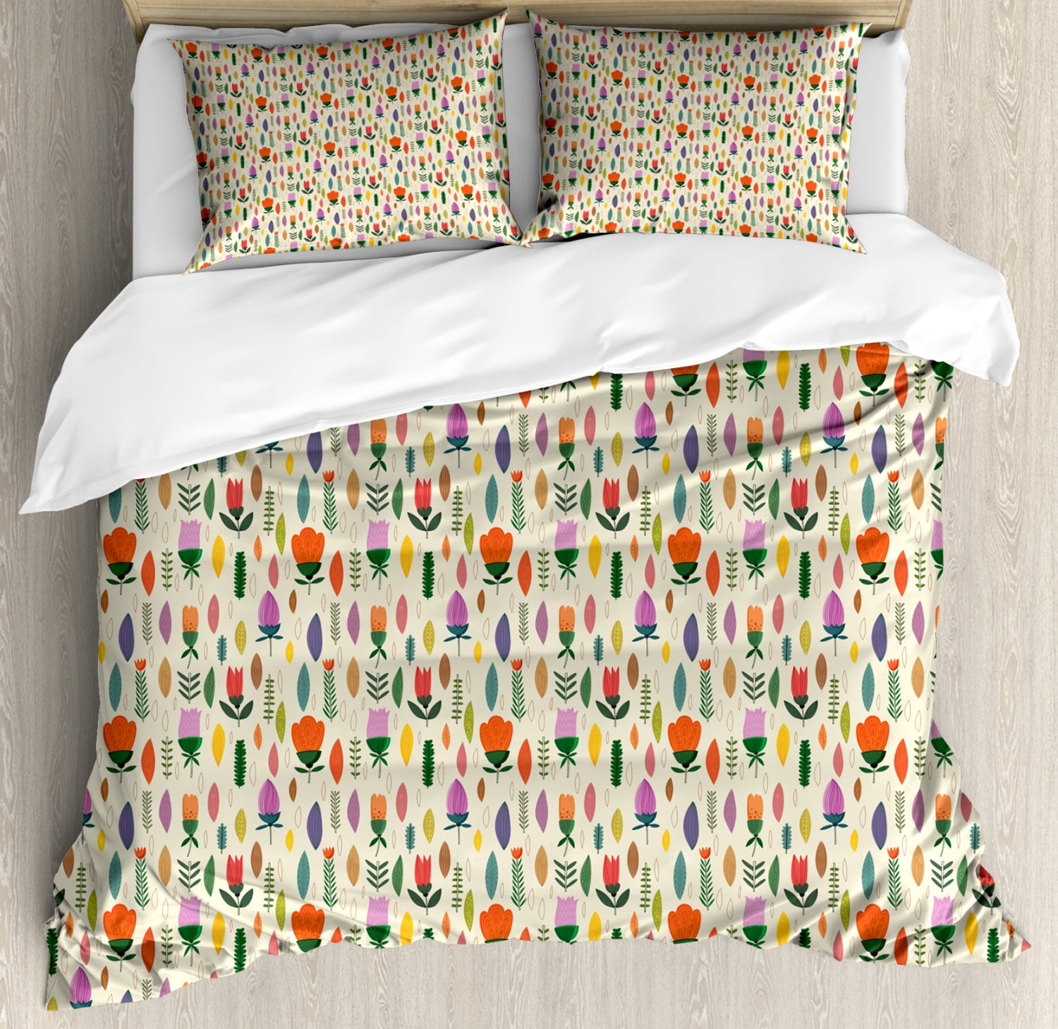 Floral King Size Duvet Cover Set, Fantastic Design of Abstract Spring ...