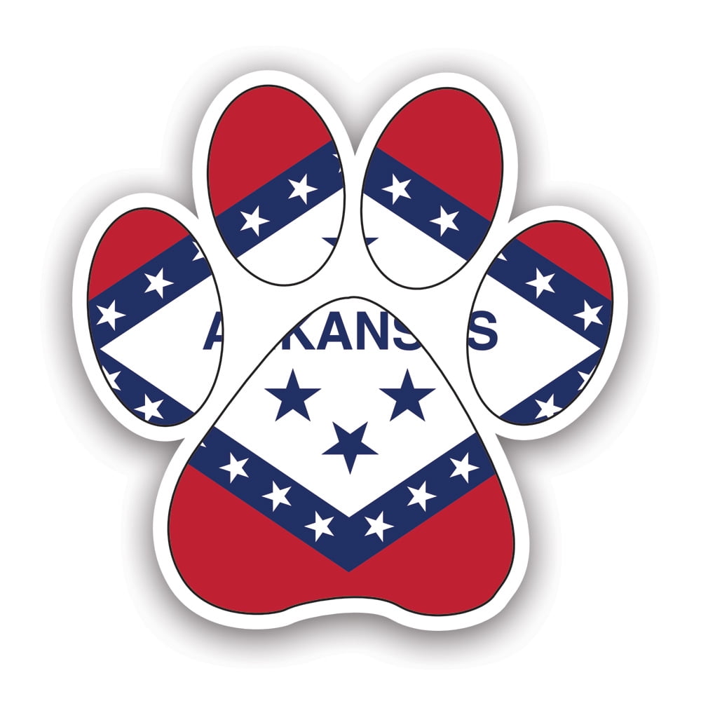 Arkansas State Paw Print Shaped Sticker Decal - Self Adhesive Vinyl ...