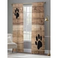Brown Wooden Plank Sheer Curtains for Living Room Bedroom Vintage ...
